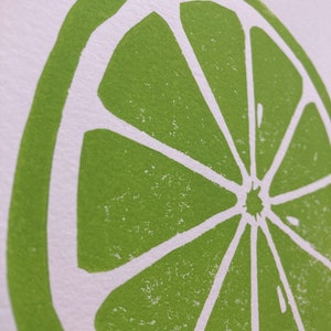 Lime Green Linoprint - Hand Pressed Citrus Linoleum Print for the ...