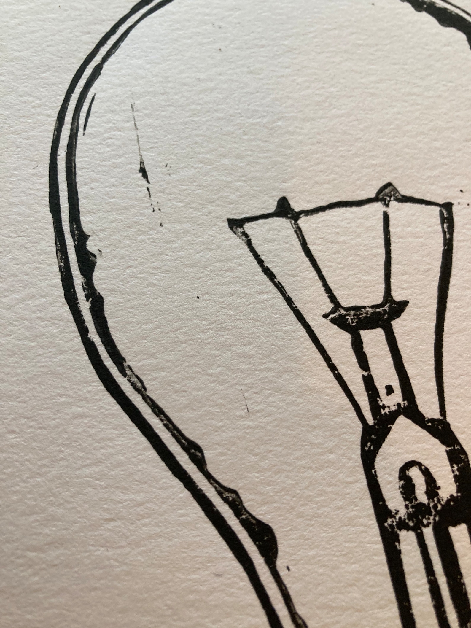 Lightbulb Linocut Relief Print - Linoleum Block Poster - Hand Pulled ...