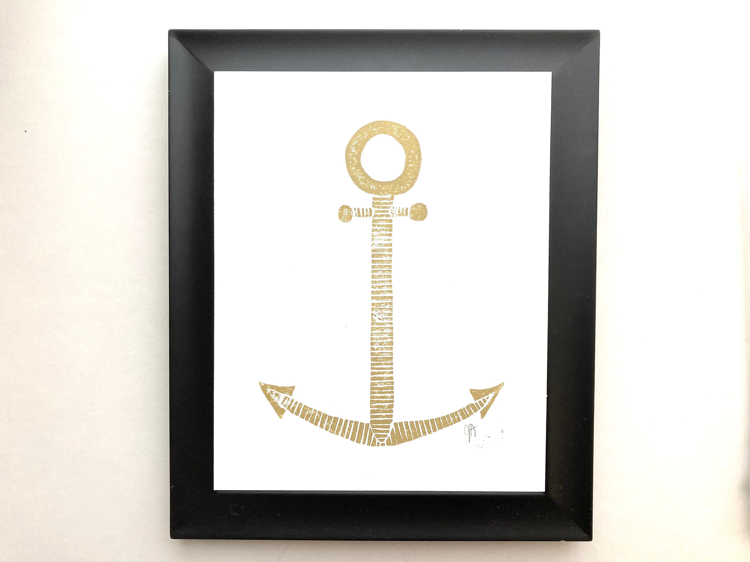 Minimal Gold Anchor 8x10 Nautical Maritime Print Metallic | Etsy