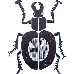 3 LINOCUT PRINTS Set of 3 Block Print Insects 8x10 Bugs Entomology ...