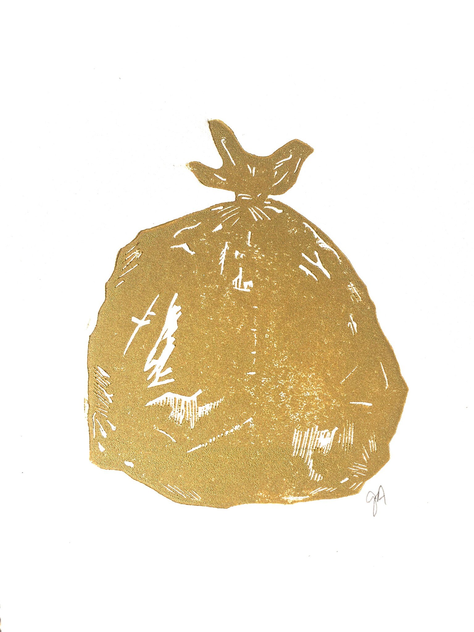 Metallic gold trash print Take out the trash Hand-pressed | Etsy