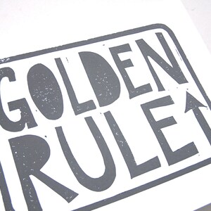 LINOCUT PRINT - Golden Rule - Grey Letterpress Typography Poster 8x10 ...