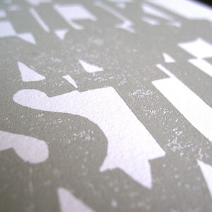 Alphabet Poster - Hand Pulled Linoleum Block Print in Grey ...