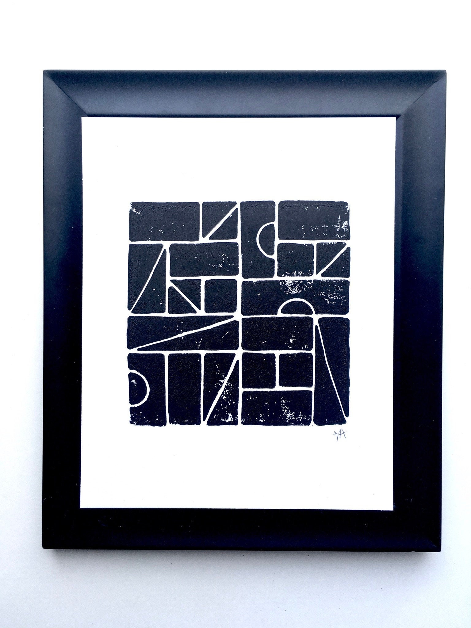 Mid century Modern Block Set Gold linoleum block print | Etsy