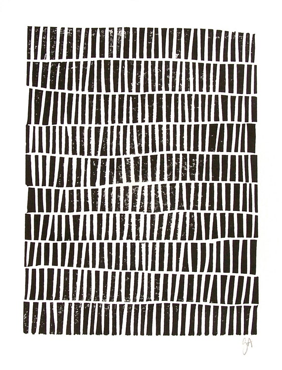 Geometric Pattern Black Block Print 8x10 Mid Century Modern | Etsy