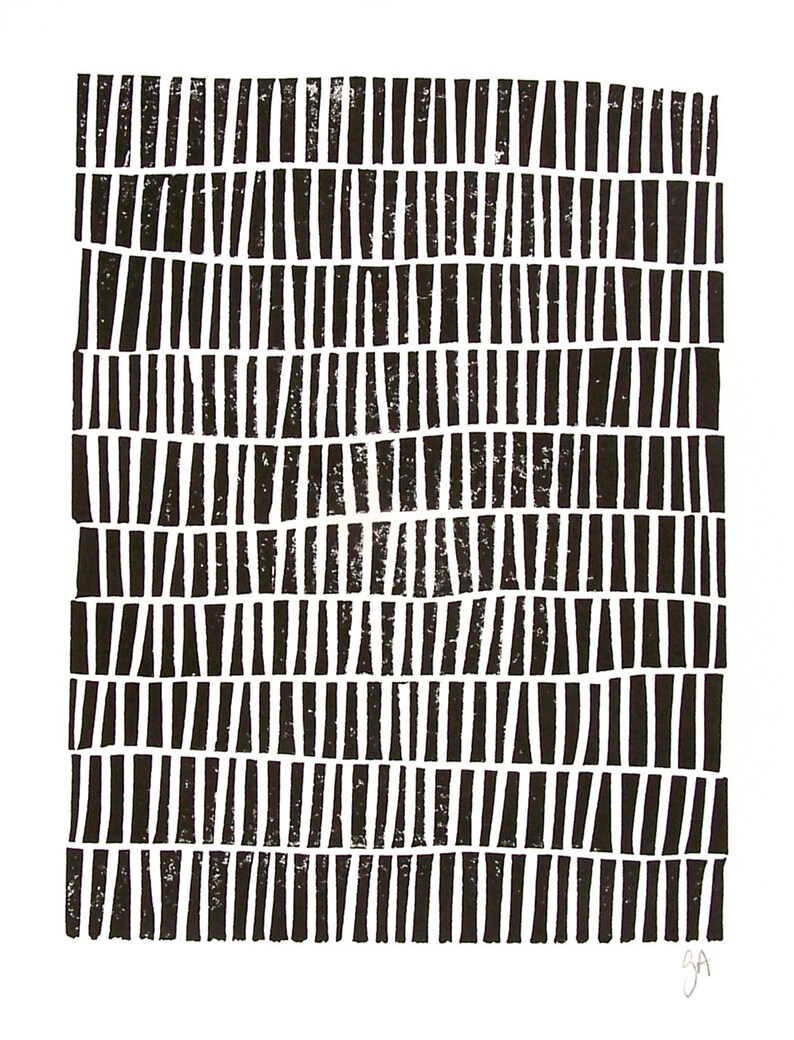 Geometric Pattern Black Block Print 8x10 Mid Century Modern | Etsy