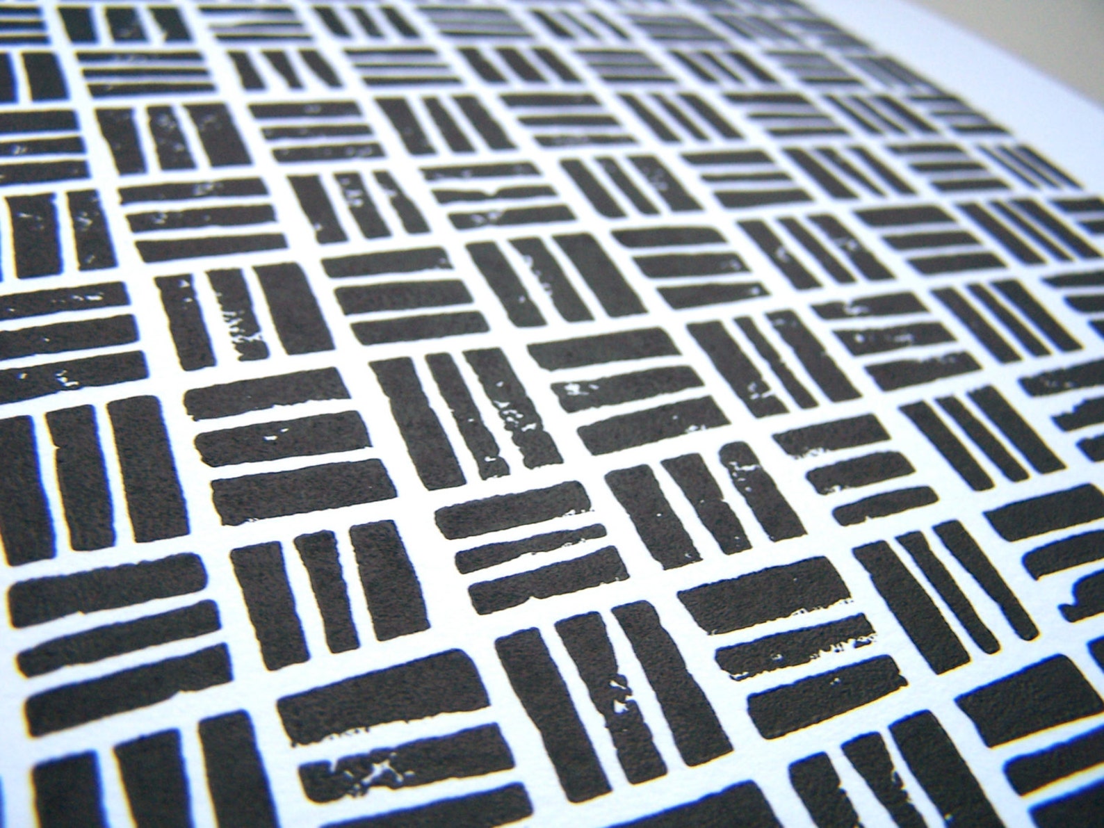 Minimal Geometric Squares in Black - Hand-printed Block Print Linocut ...