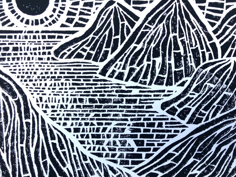 Ocean Sunset on Tropical Islands Linocut Relief Print - Etsy