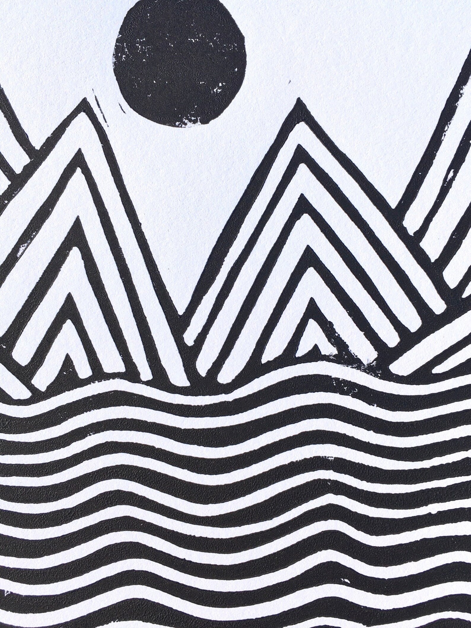 Minimal Landscape Print the Ocean Sun and Mountains 8x10 - Etsy
