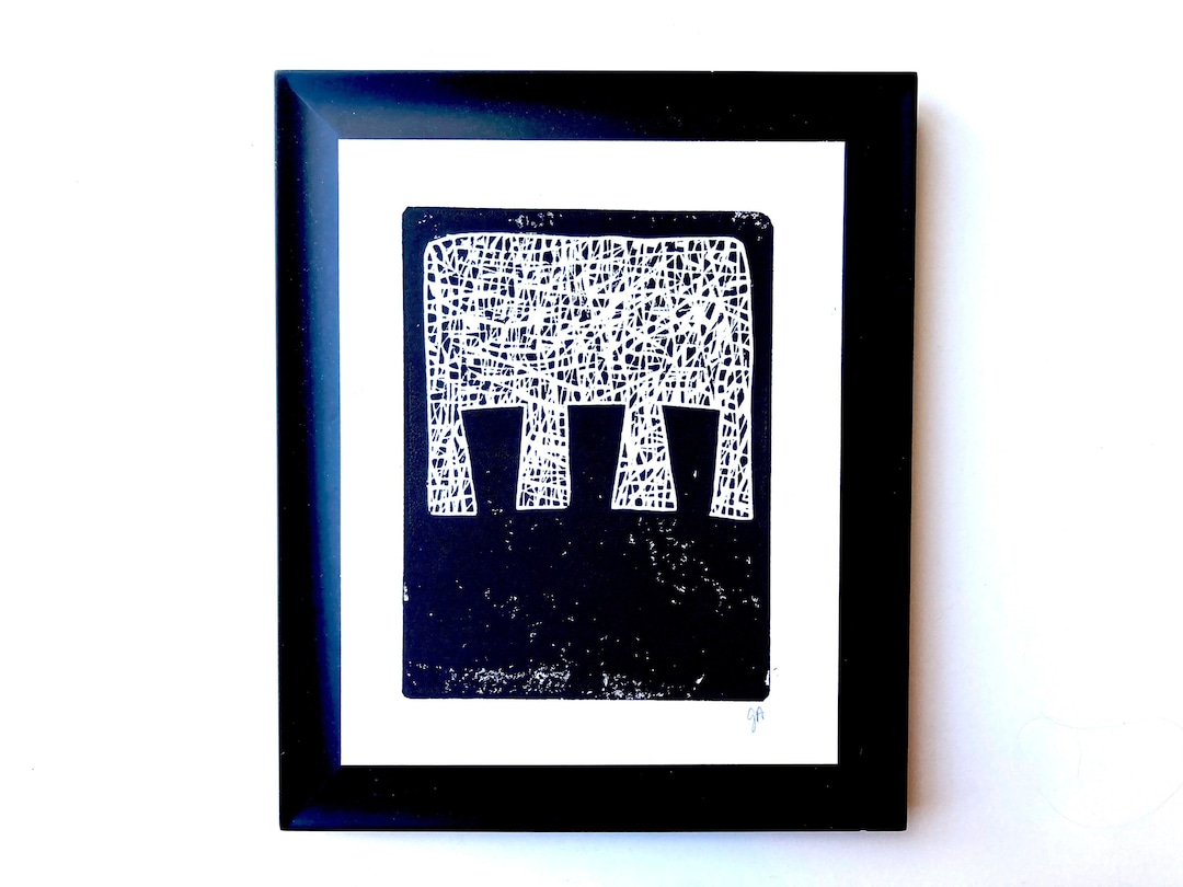 Abstract Geometric Linocut Print - Minimal Linoleum Block Print 8x10 ...