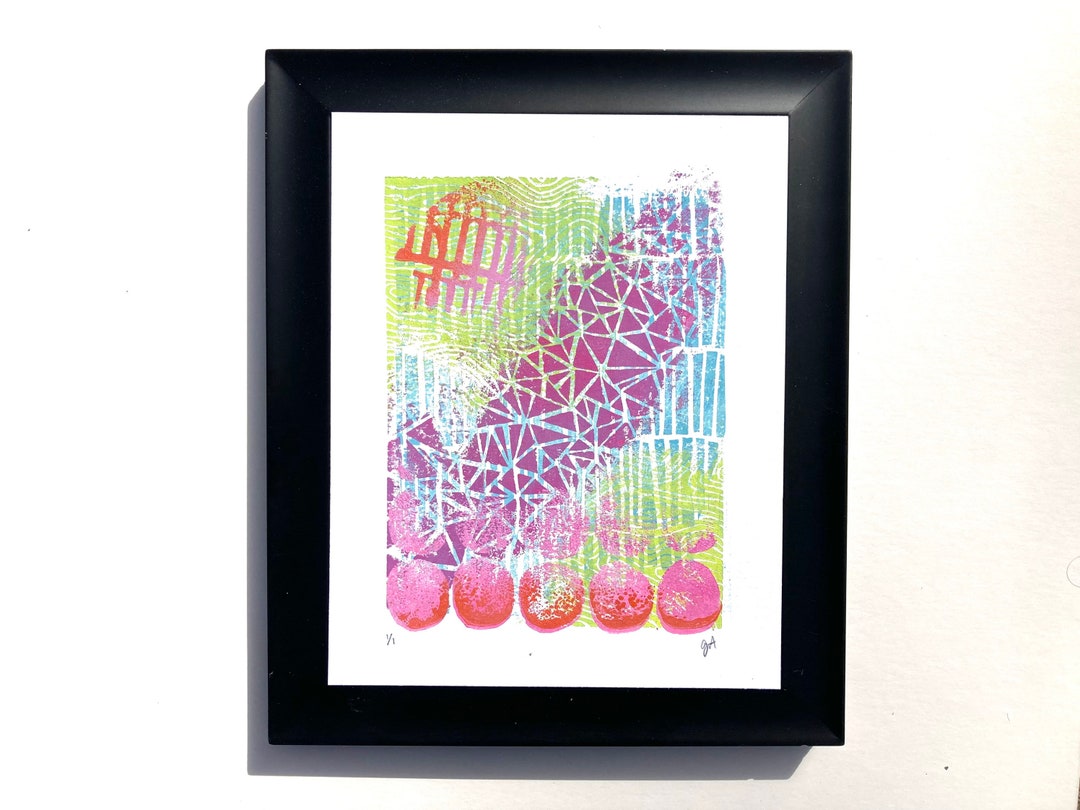 Monoprint - Abstract Multi-color Relief Print - Printmaking 8x10 ...