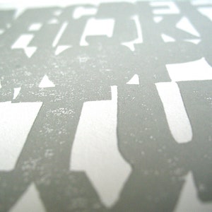Alphabet Poster - Hand Pulled Linoleum Block Print in Grey ...