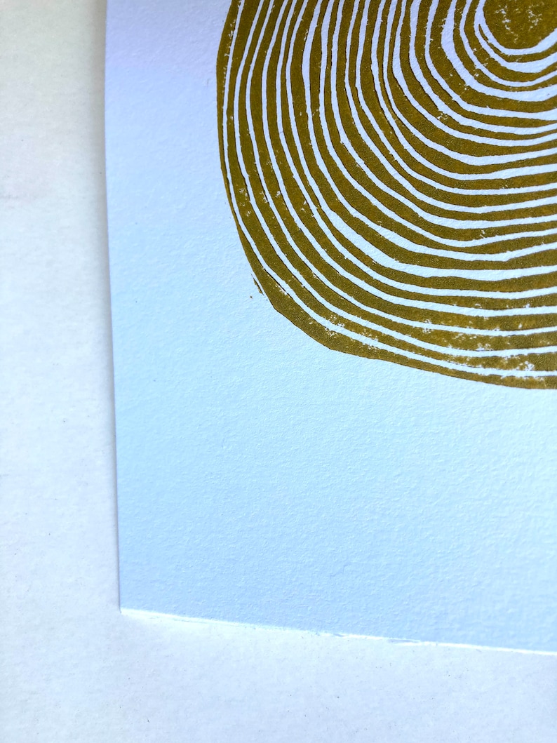 Minimal Geometric Circle Relief Print - Gold Relief Linocut - 8x10 Tree ...