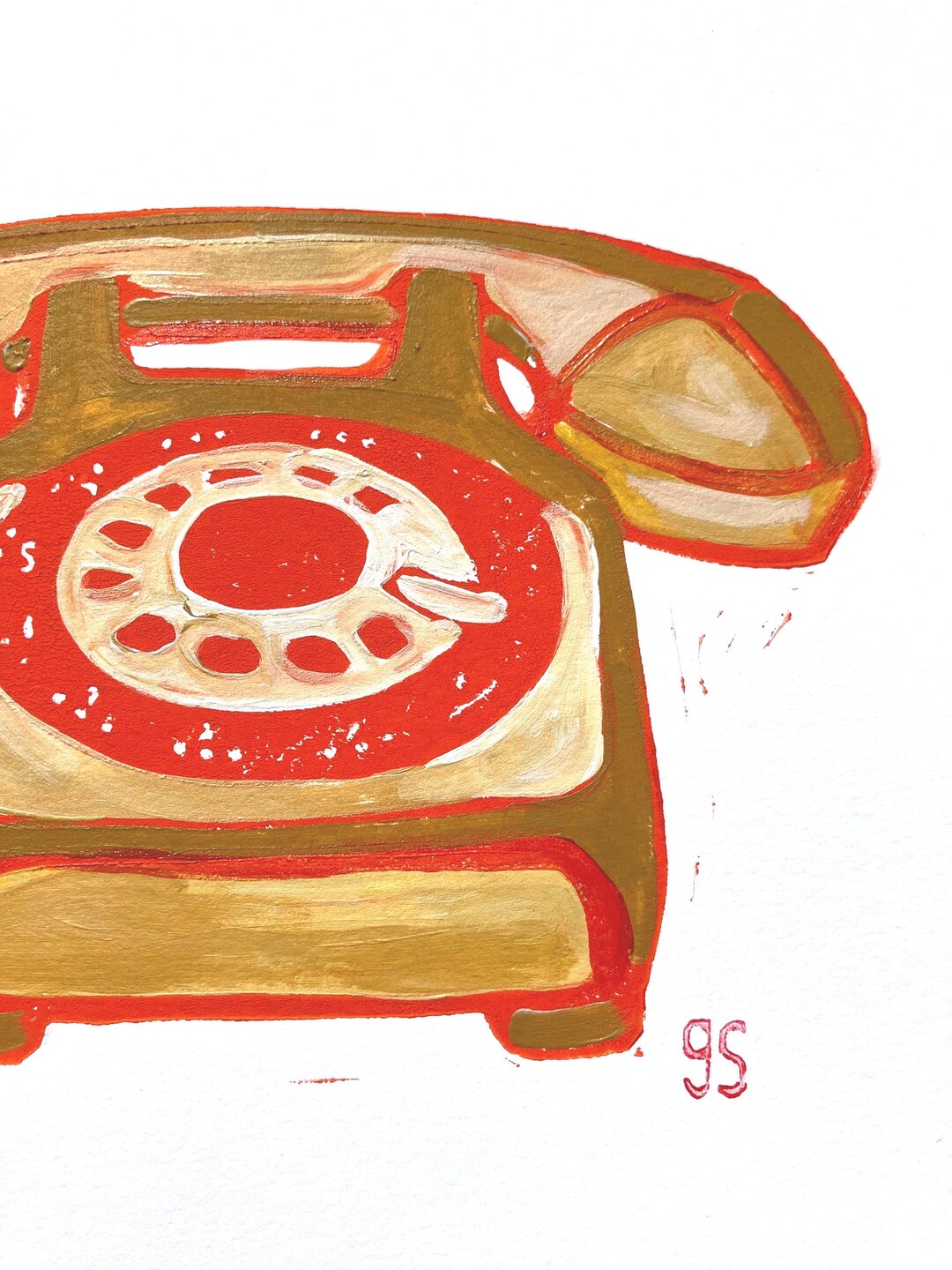 Original Acrylic Painting - Vintage Rotary Telephone Art - Old School ...