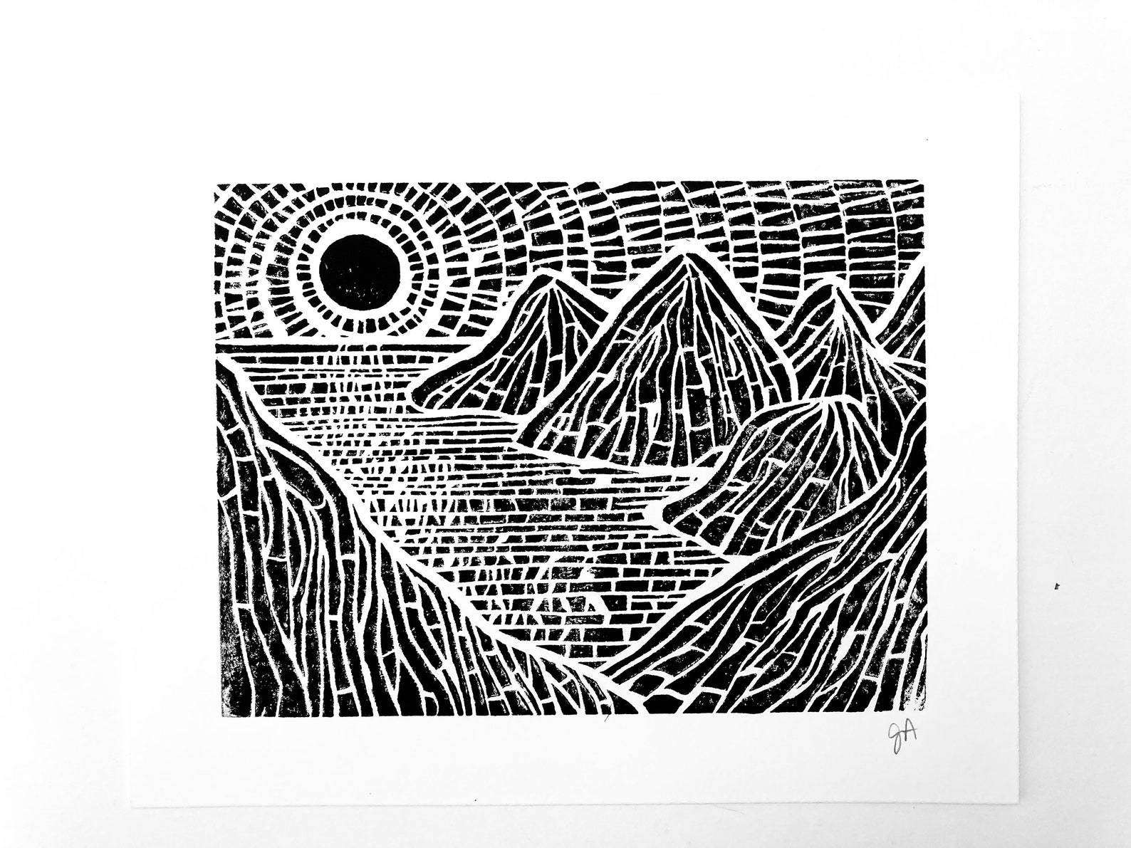 Ocean Sunset on Tropical Islands Linocut Relief Print - Etsy