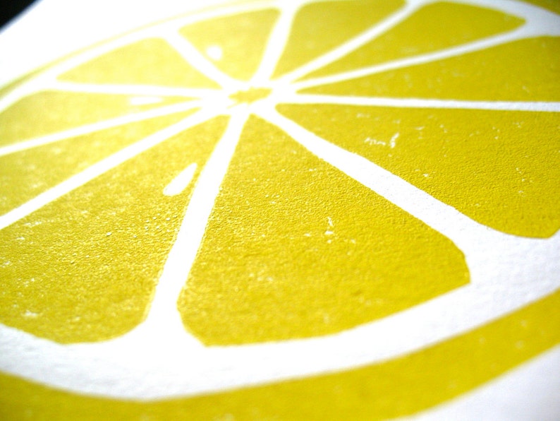 Lemon yellow block print Hand-pressed 8x10 linocut print | Etsy