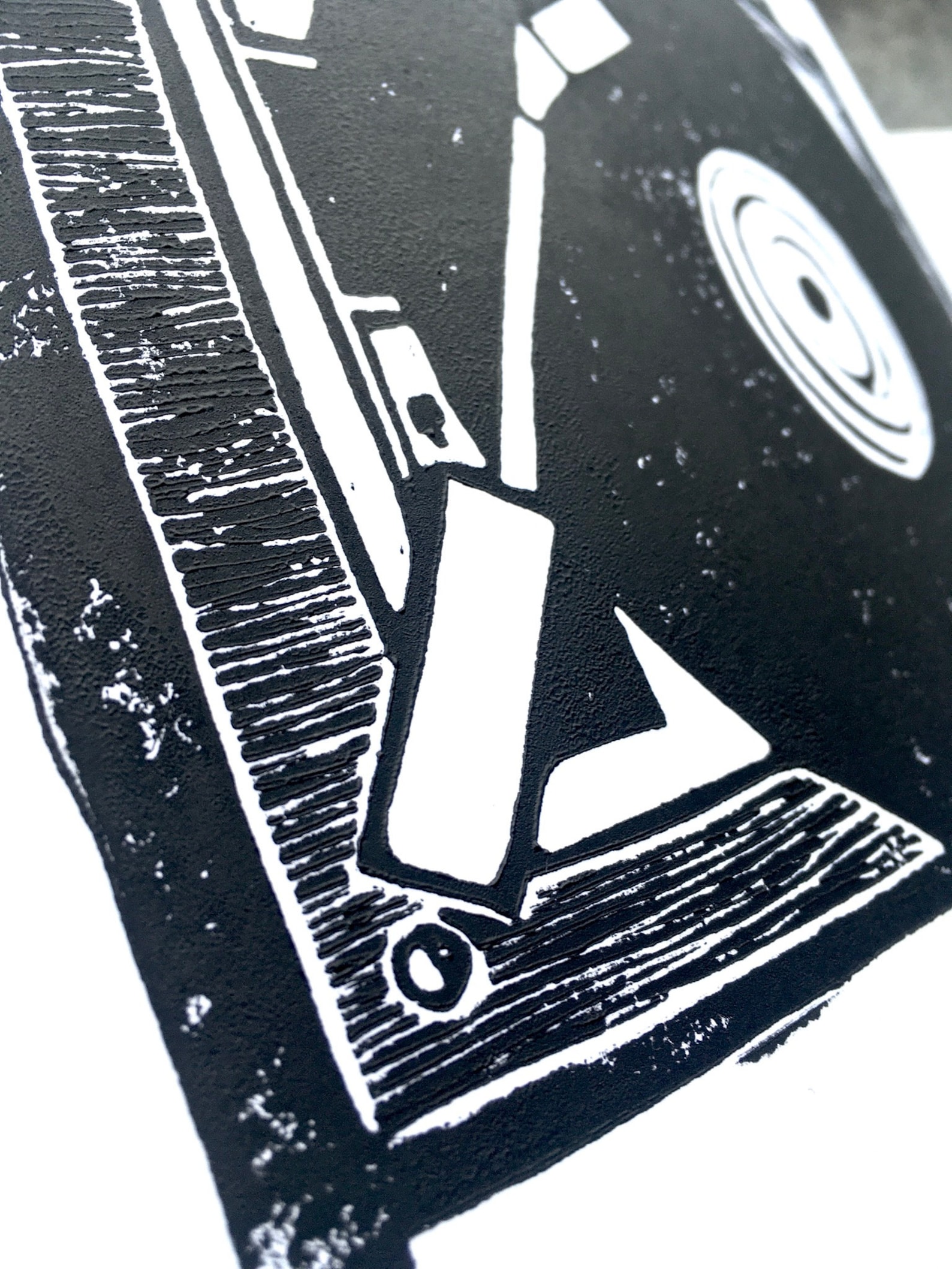 Vintage Record Player Linocut Art Print Hand-printed - Etsy