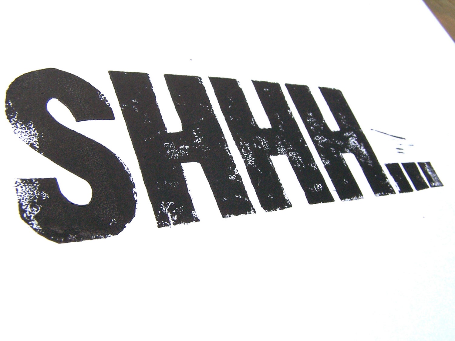 Shhh Minimal black library linocut Quiet 8x10 librarian | Etsy