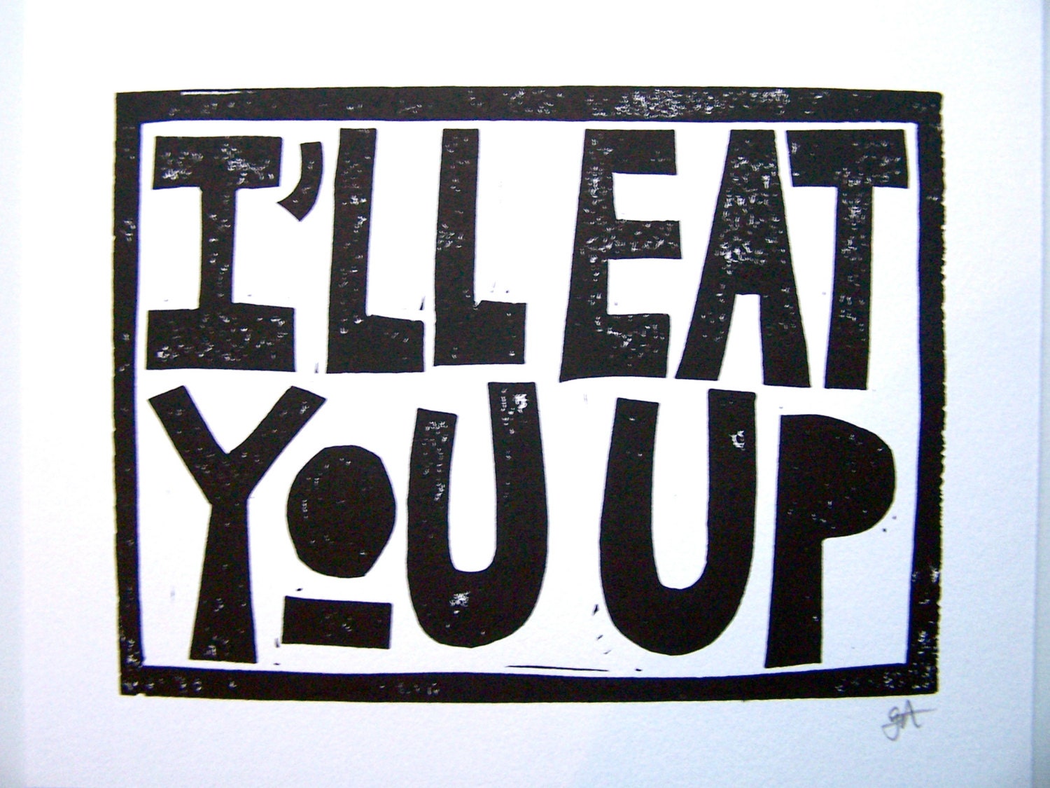 LINOCUT PRINT I'll Eat You up I Love You so BLACK - Etsy