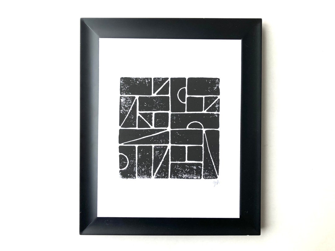Danish Modern Wood Block Print - Hand-pressed Linoleum Block Print ...