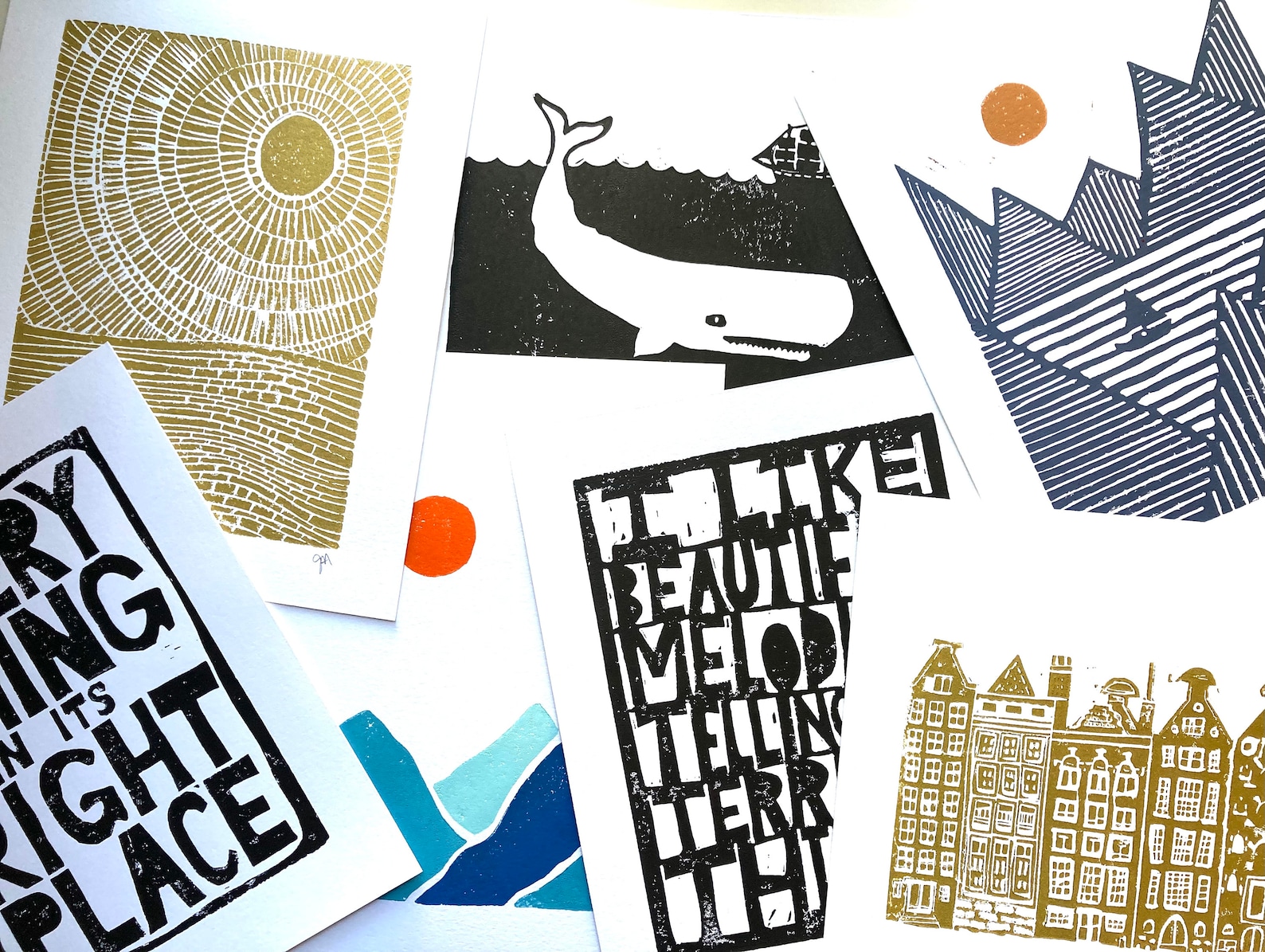 The Ocean at Night Sky on the Ocean Linocut Print 8x10 - Etsy