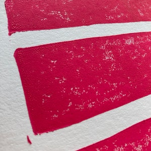 Minimal Mid Century Modern Linocut Relief Print in Hot Pink on 8x10 ...