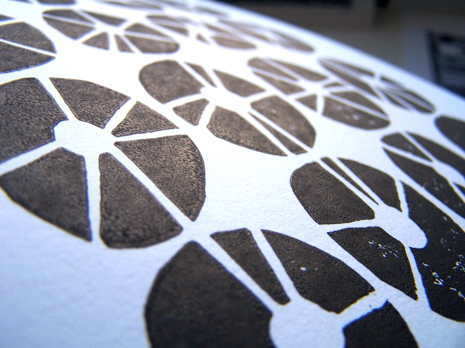 Geometric linocut print black circle rings block print 8x10 | Etsy