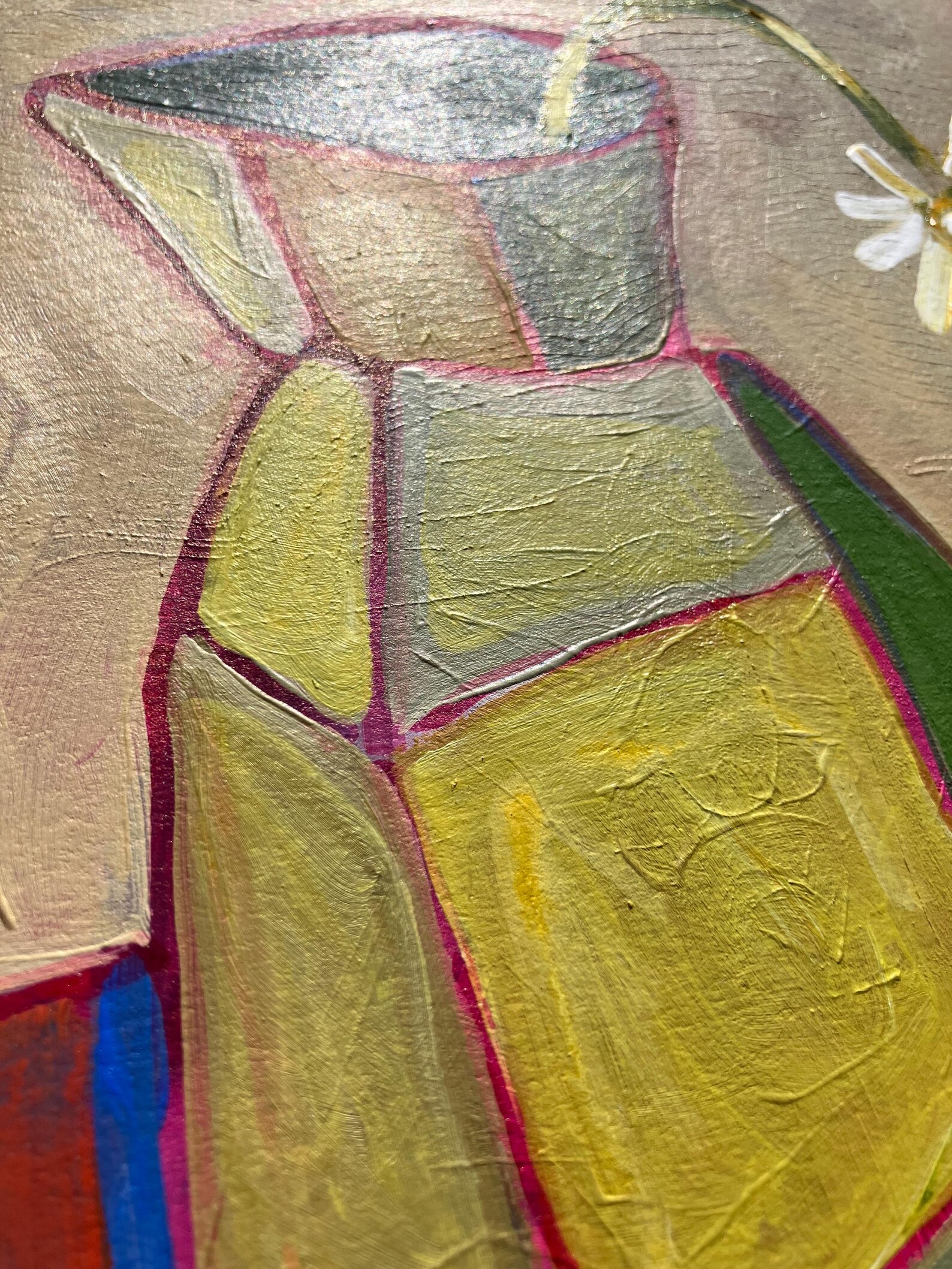 Droopy Daisy Acrylic Painting - Sad 8x10 Still Life in Neutral Colors ...