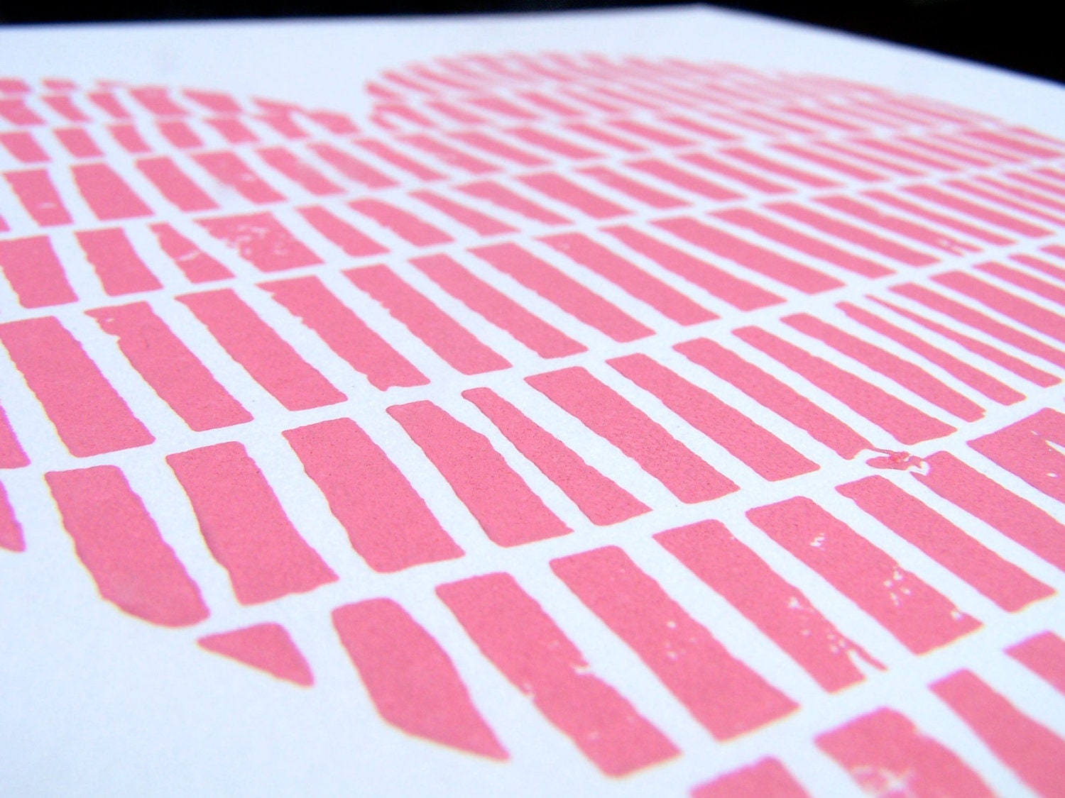 Minimal Pink Linocut Heart Valentines Day Print Pink Heart - Etsy