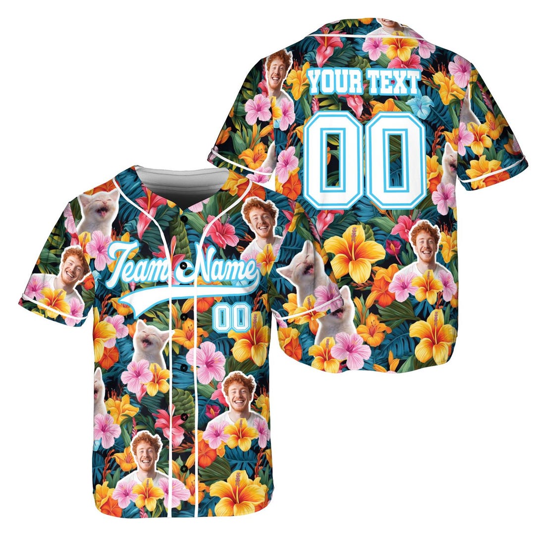 Custom Face Hawaiian Baseball Jersey – Personalized Tropical Shirt - Etsy