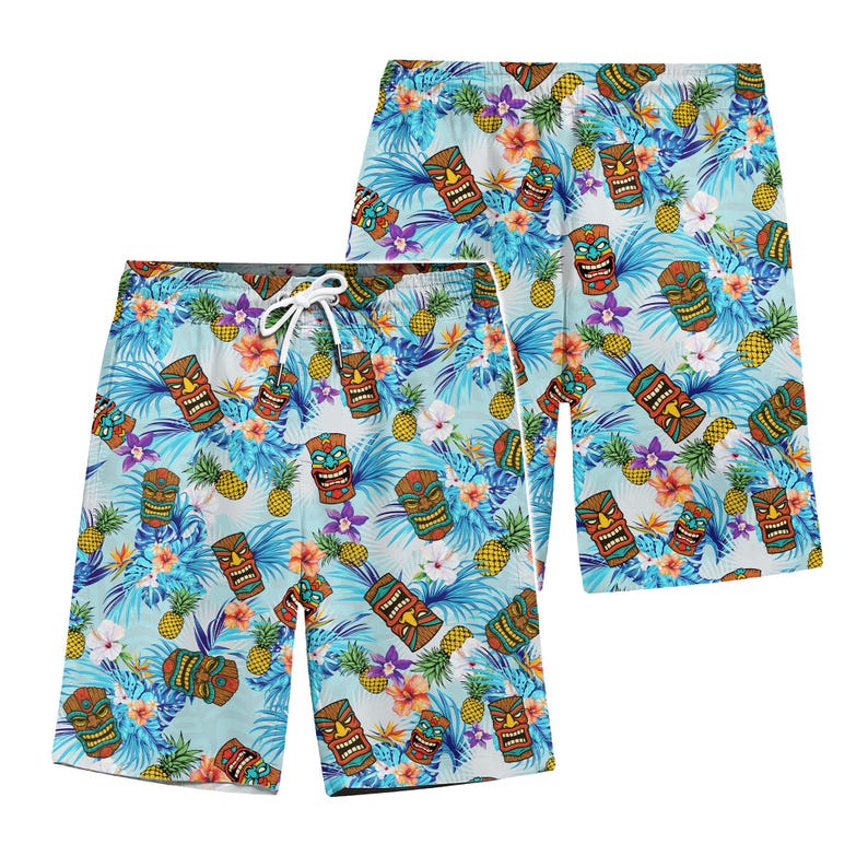 Tropical Tiki Men's Shorts – Floral Pineapple Print, Beach Vacation - Etsy