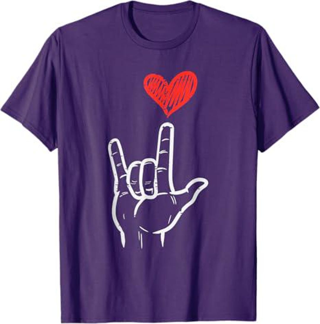 Valentines Day I Love You Hand Sign ASL Heart Women Kids Men T-shirt - Etsy