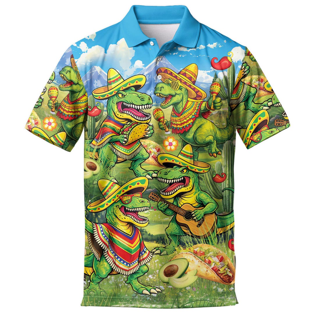 Funny T-rex Taco Polo Shirt - Cinco De Mayo Golf Shirt - Etsy