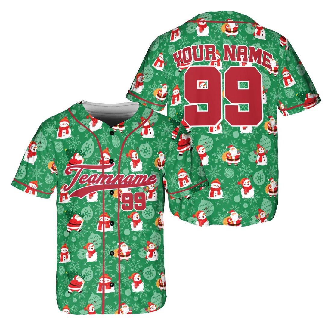 Personalized Christmas Baseball Jersey, Custom Name Jersey, Santa ...