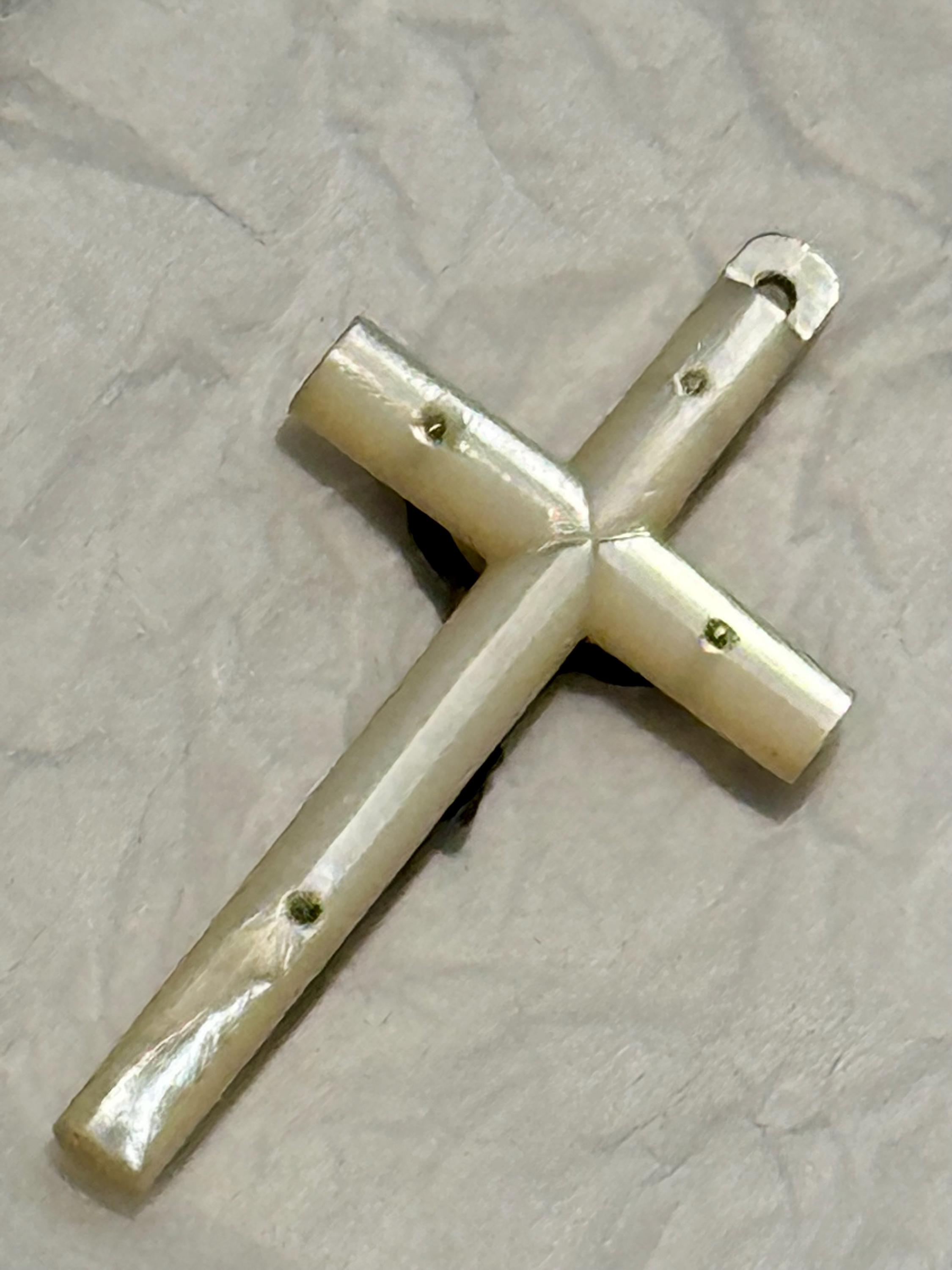 Antique Mother of Pearl and Sterling Silver Crucifix Pendant Vintage ...