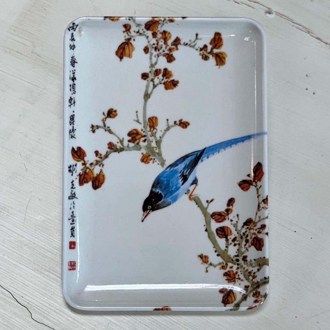 Italian Melamine Tray With Asian Bird Motif - Etsy