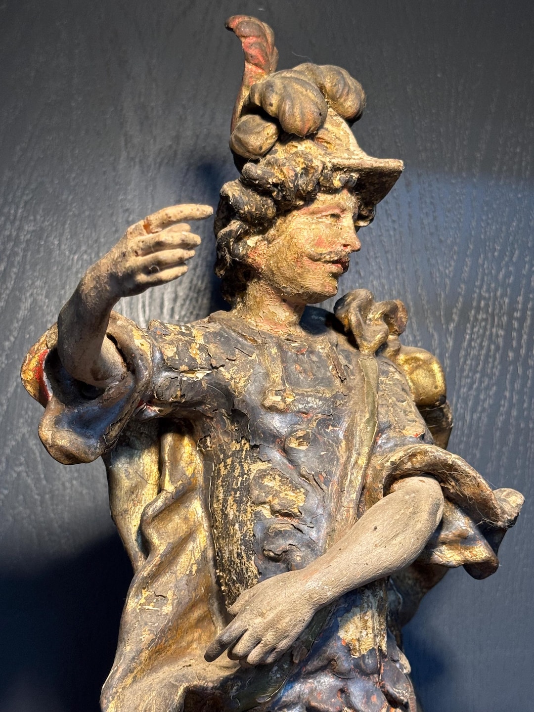 Antique Baroque Archangel Michael Statue, Handcarved Polychrome Wood ...