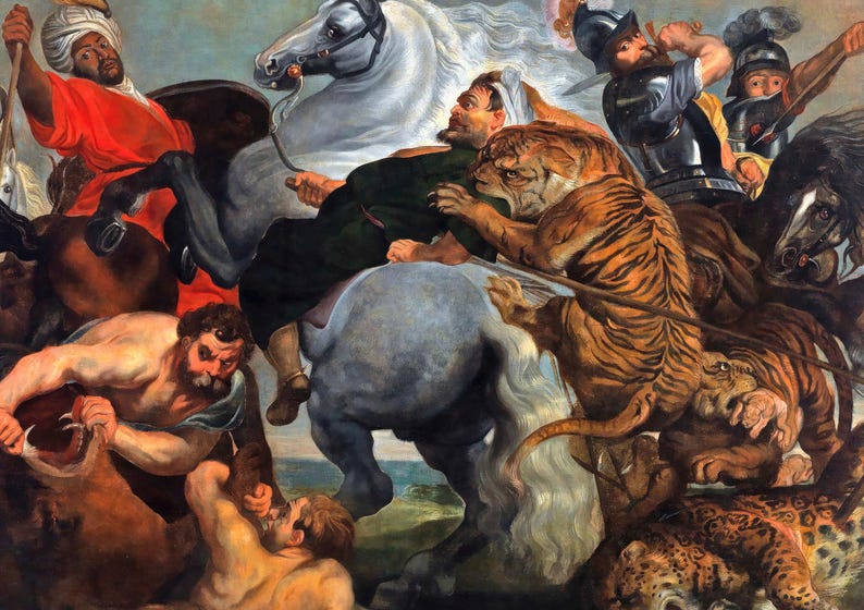 Peter Paul Rubens Tiger Hunt Digital Print, Baroque Fine Art Poster ...