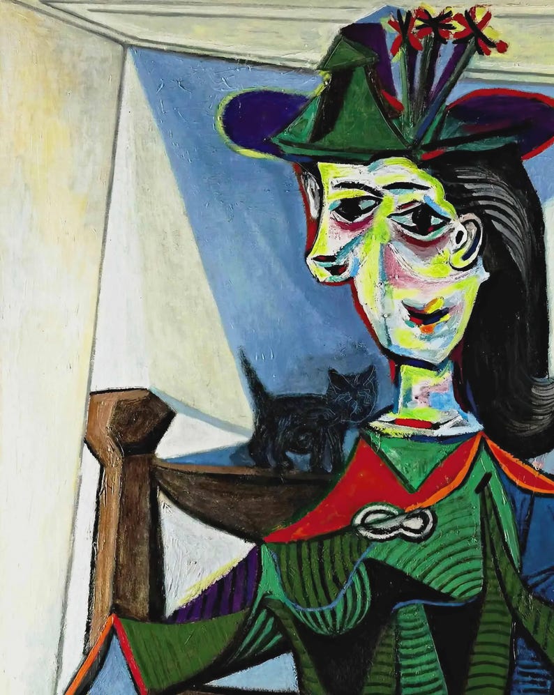 Pablo Picasso Dora Maar With Cat, Cubism Art Print, Wooden Frame Option ...