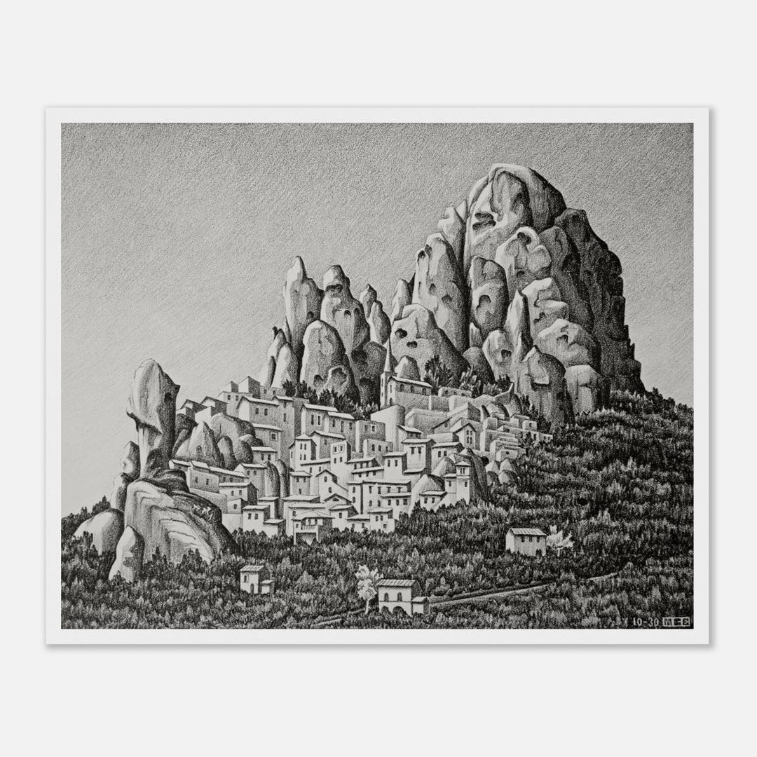 M.C. Escher Pentedattilo Calabria Italy Graphic Print - Vintage Art - Etsy