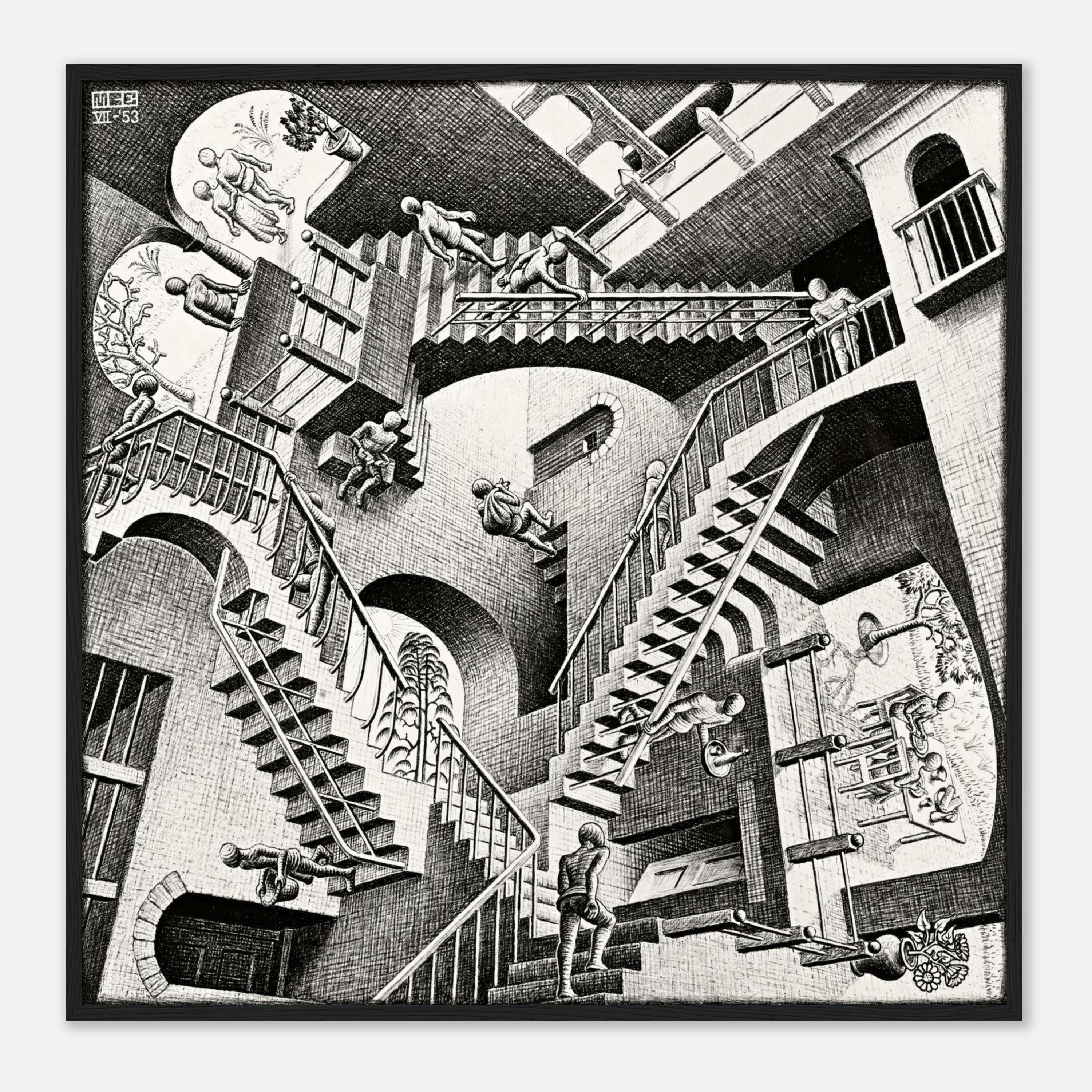 M.C. Escher Relativity - Art Print, Optical Illusion Surrealist Poster ...