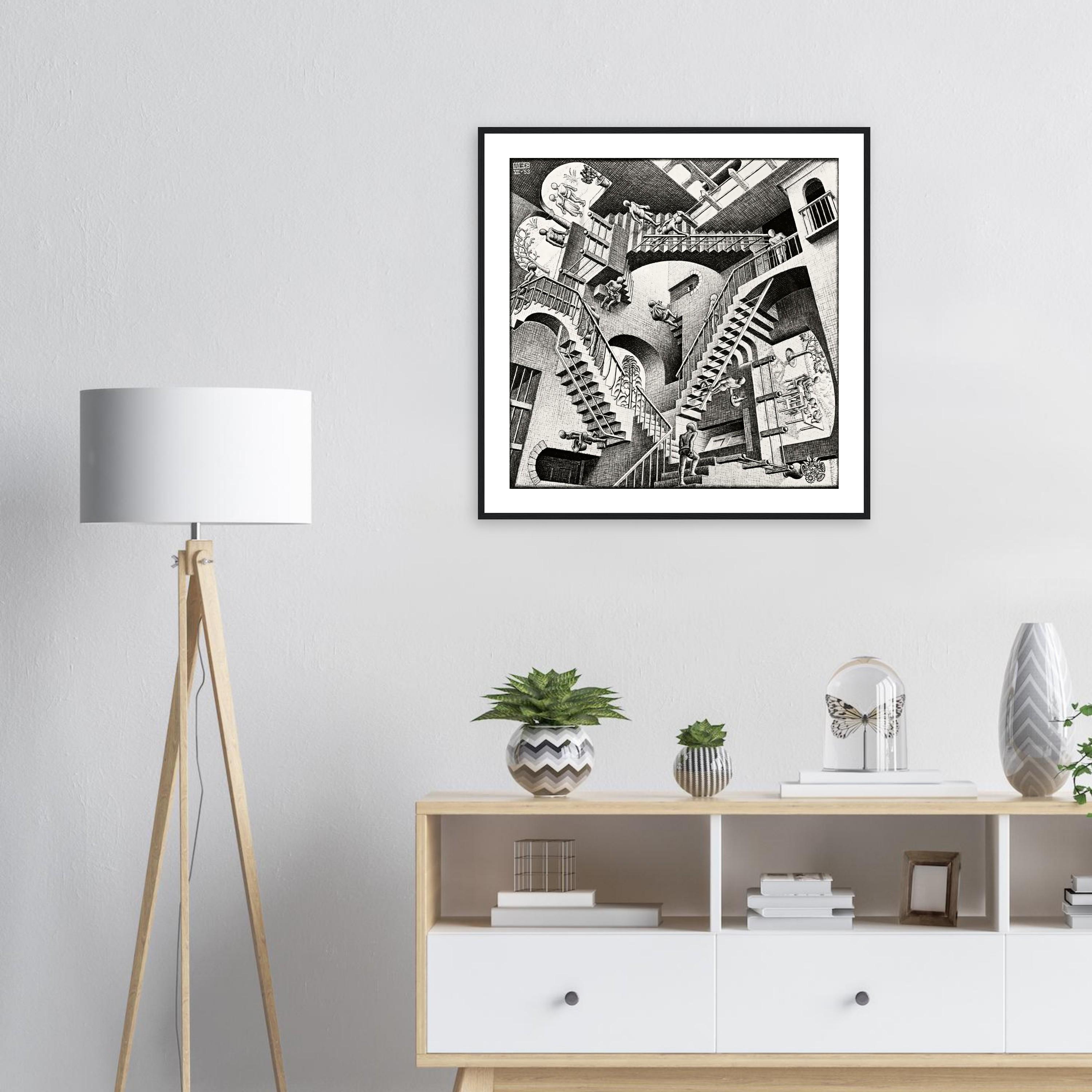 M.C. Escher Relativity - Art Print, Optical Illusion Surrealism Digital ...
