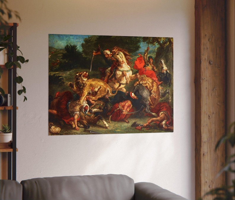 Eugène Delacroix Lion Hunt Art Print: Romanticism Animal Painting - Etsy