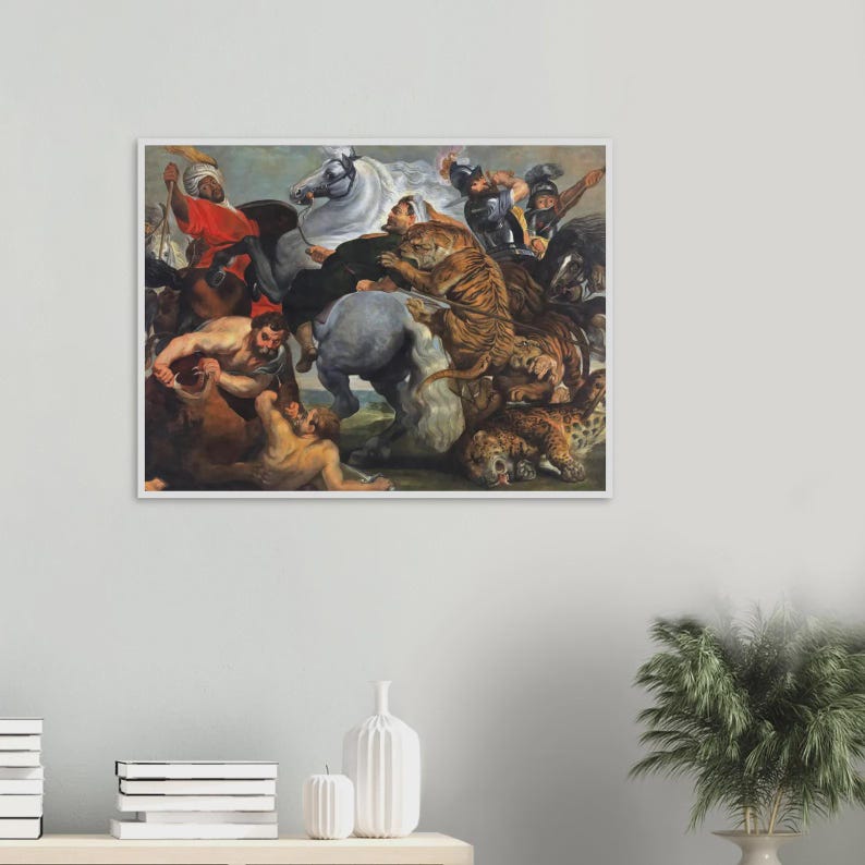 Peter Paul Rubens Tiger Hunt Digital Print, Baroque Fine Art Poster ...