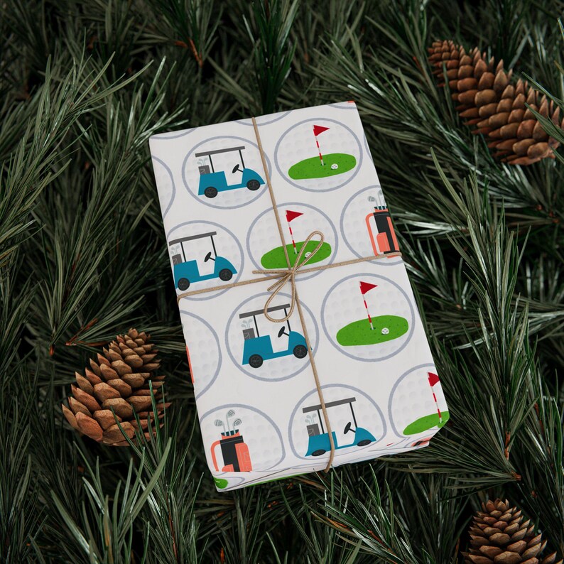Golf Enthusiast Wrapping Paper, 3-sizes, Golf Lover Gift Wrap, Golf ...