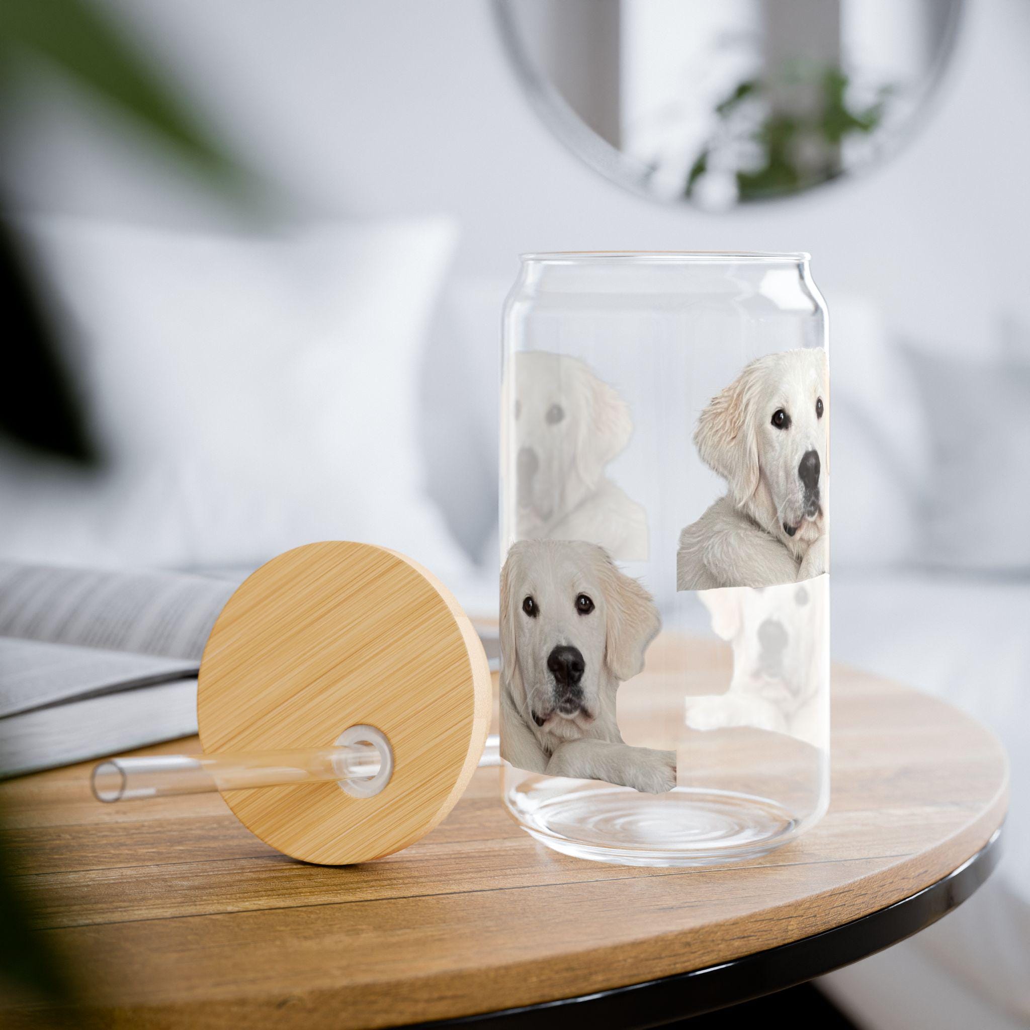 Golden Retriever English Cream Sipper Glass, 16oz - Dog Lover Gift ...