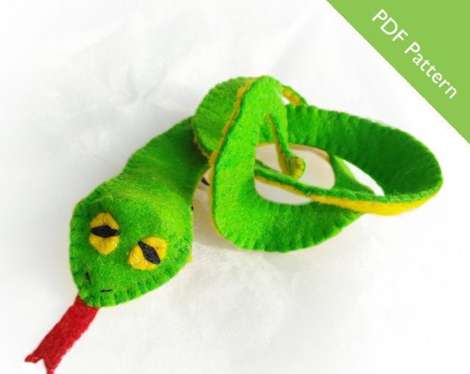 Pattern, Snake Felt Finger Puppet Pattern, Snake Pattern, Green Snake ...
