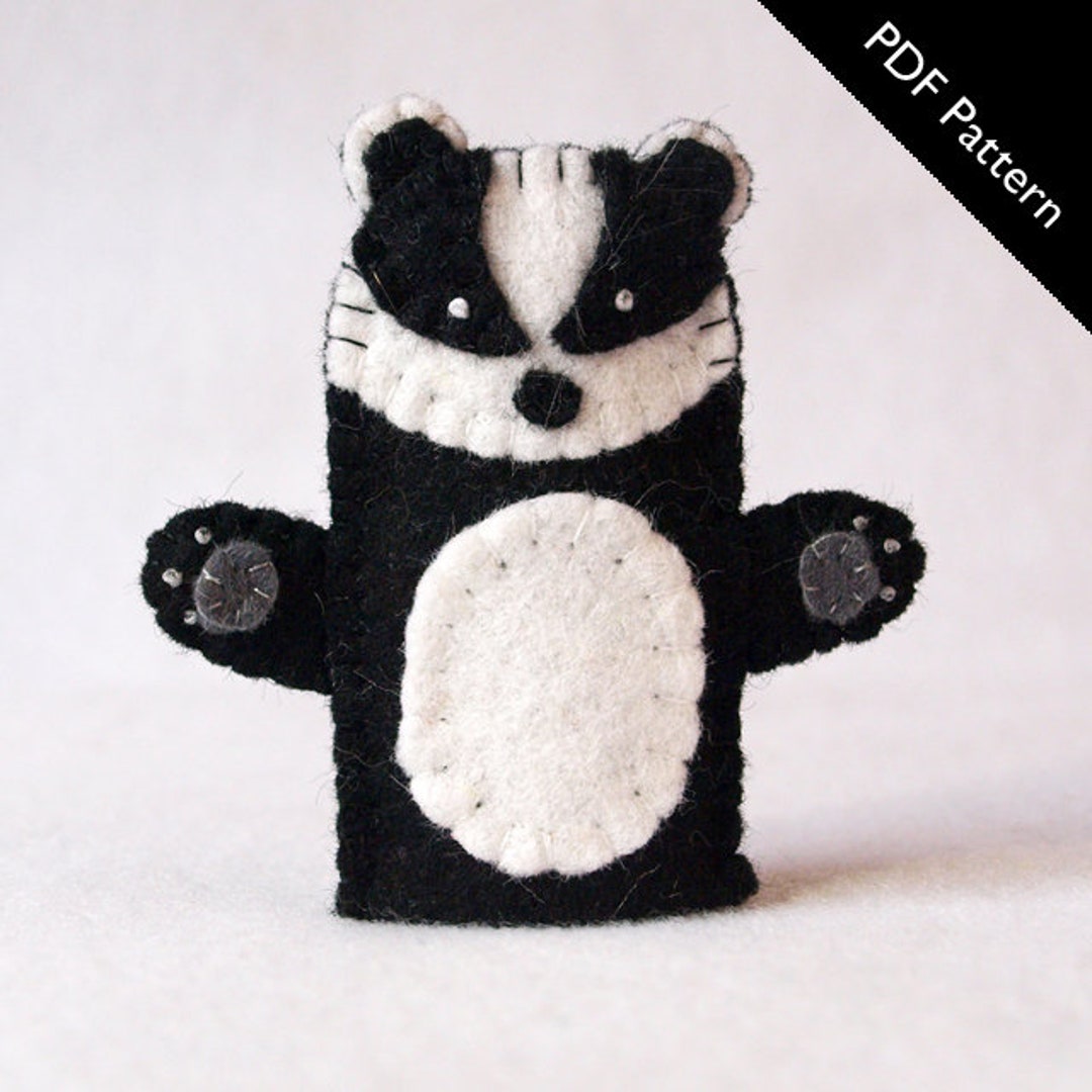 Pattern, Badger Finger Puppet Pattern, Badger, Badger Felt Finger ...