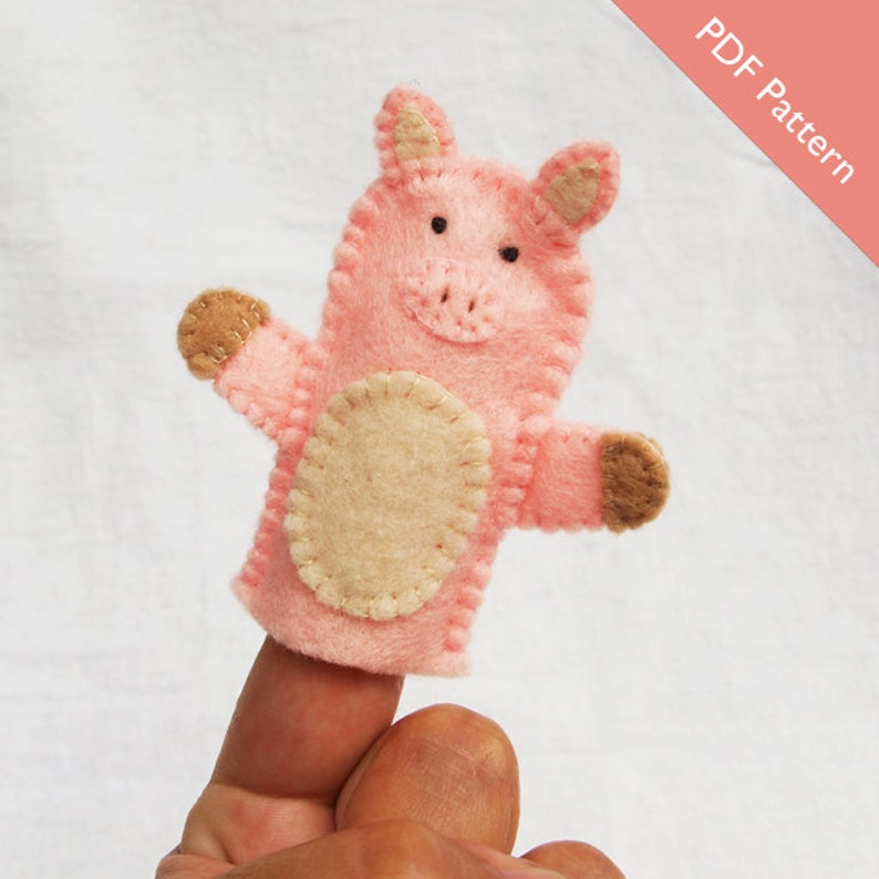 Pattern, Pig, Pig Felt Puppet, Finger Puppet Pattern - Etsy
