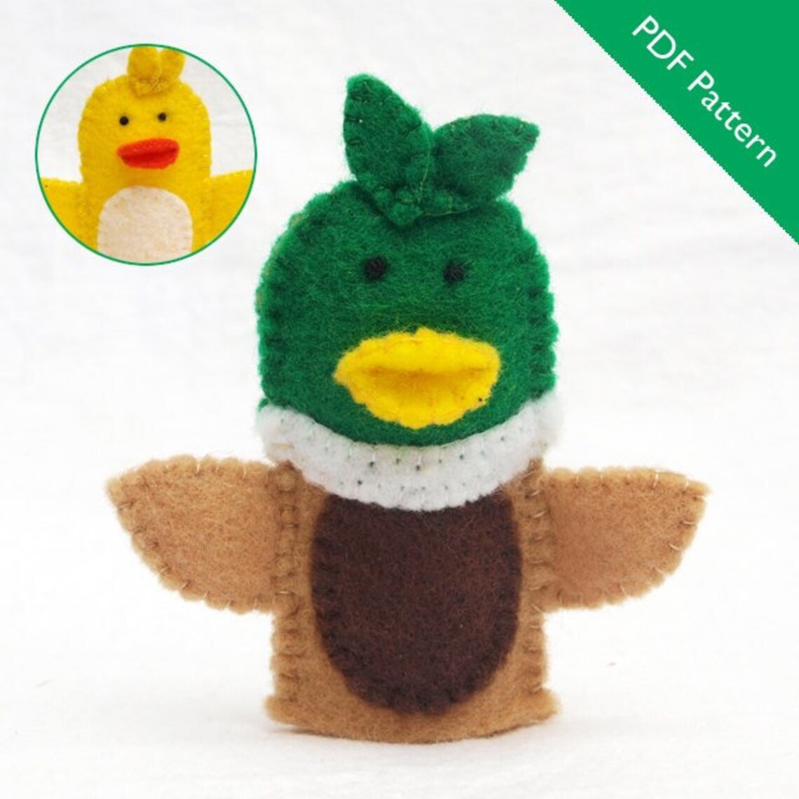 Duck Felt Pattern, Duck Finger Puppet Pattern, Puppet Templates, Felt ...